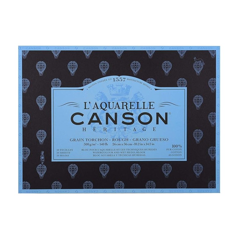 Mab Store - Bloc Papier Aquarelle HERITAGE Grain Torchon 20F 18x26 cm ...