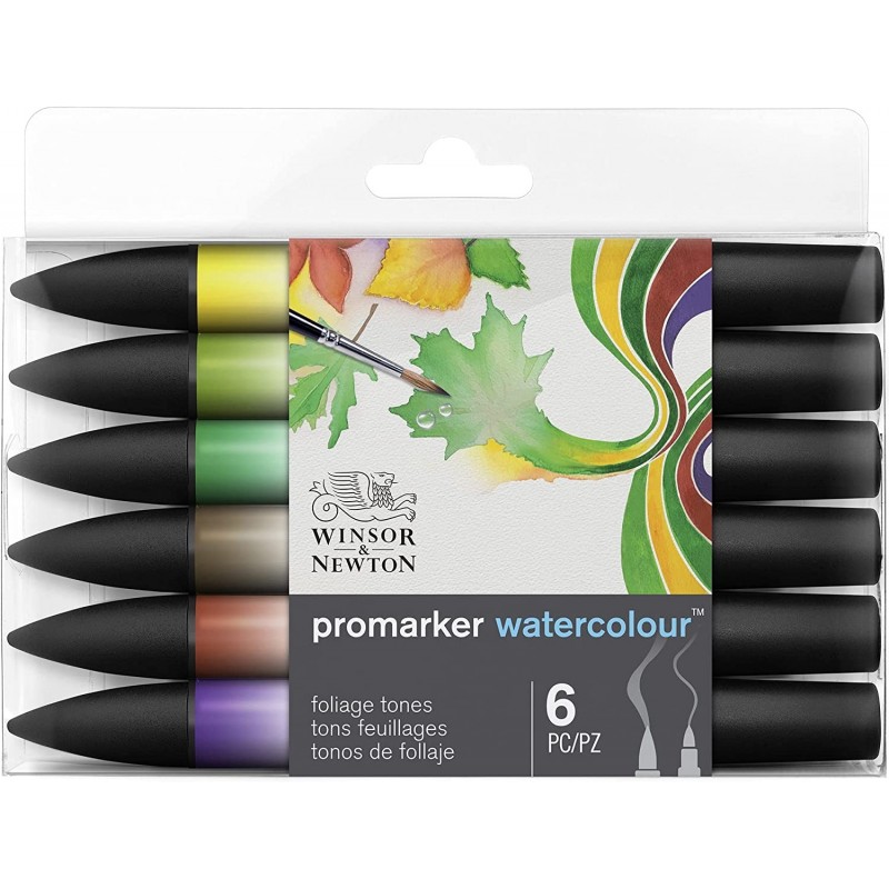 Set de 6 Marqueurs Promarker Watercolour Tons Feuillage - Winsor ...